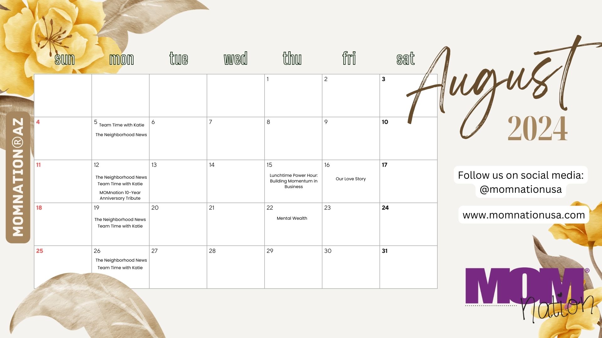 August 2024 Calendar | MOMnation®